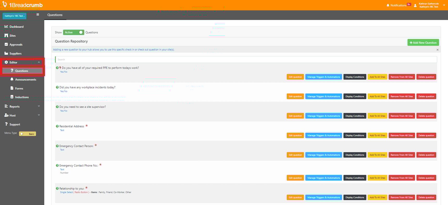 Setting Up Question Display Conditions